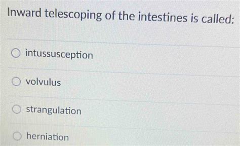 Solved Inward Telescoping Of The Intestines Is Called Intussusception