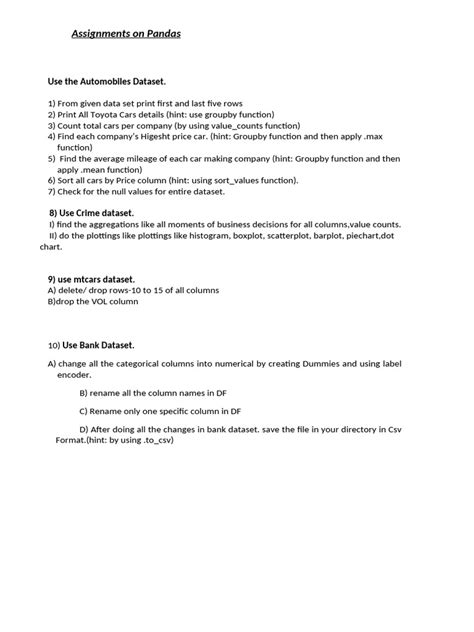 pandas assignment pdf