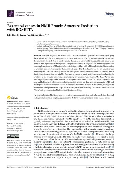 Pdf Recent Advances In Nmr Protein Structure Prediction With Rosetta