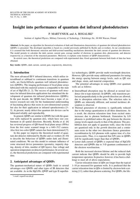 Pdf Insight Into Performance Of Quantum Dot Infrared Photodetectors