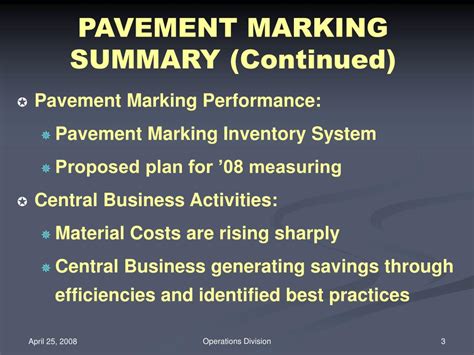 Ppt 2007 Pavement Marking Activities And Performance Powerpoint
