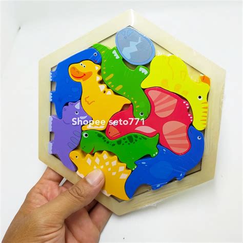 Jual Alpower Puzzle Kayu Hexagonal Tebal Kendaraan Ikan Hewan Puzle