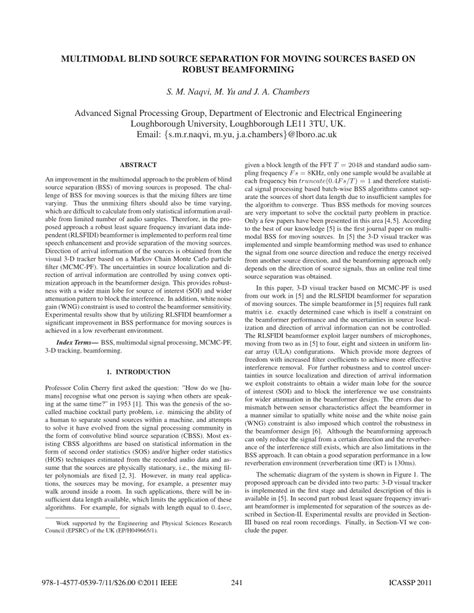 Pdf Multimodal Blind Source Separation For Moving Sources Based On Robust Beamforming