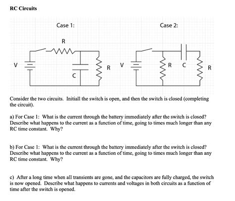 Solved RC Circuits Case 1 Case 2 W V W V R V WM Chegg Com