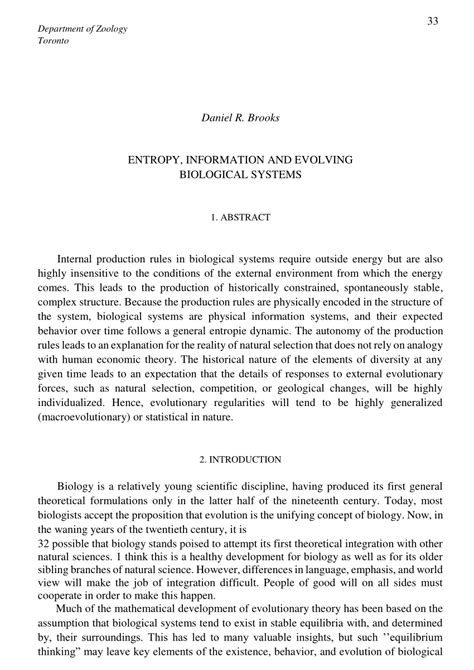 Pdf Entropy Information And Evolving Biological Systems