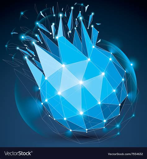 D Digital Wireframe Object Broken Into Different Vector Image