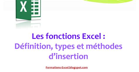Les fonctions Excel Définition types et méthodes dinsertion Formation Excel