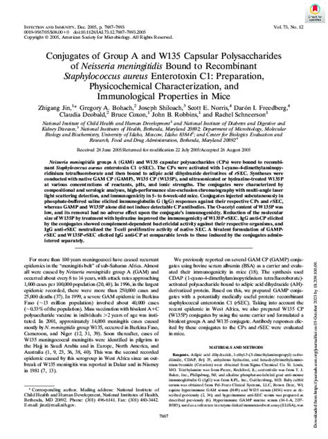 Pdf Neisseria Meningitidis Polysaccharide Conjugates
