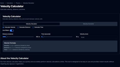 Free Velocity Calculator Easy Online Physics Tool Free Calculators