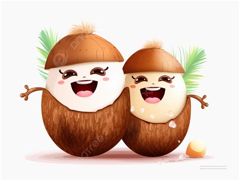 Two Cute Cartoon Coconuts Smiling To Each Other Cute Clipart Cartoon Clipart Cartoon Art