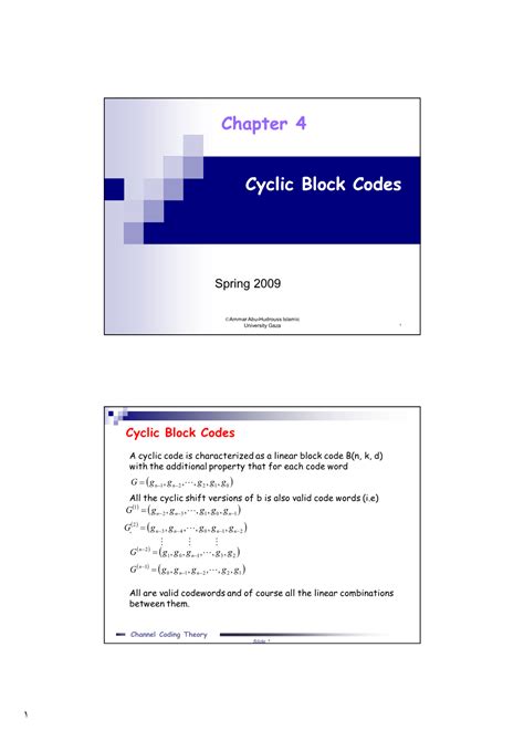 Chapter 4 Cyclic Block Cyclic Block Codes Docslib