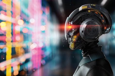 AI Data Processing In High Speed Server Room With Vibrant Neon Lights And Futuristic Interface