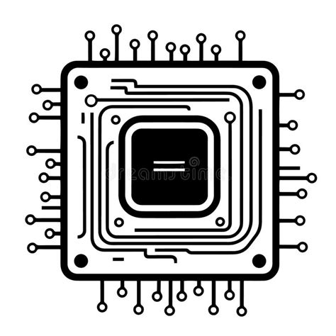 Futuristic Computer Chip Circuit Board Outline Icon In Vector Format