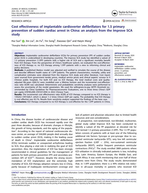 Pdf Cost Effectiveness Of Implantable Cardioverter Defibrillators For 1 5 Primary Prevention