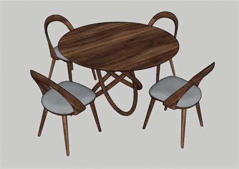 Wooden Circle Table With 4 Chairs Sketchup Thousands Of Free Cad Blocks