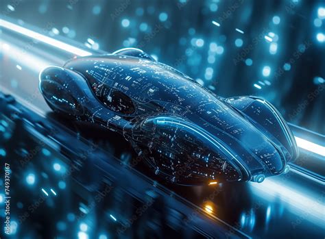 Aerial Drone Following Futuristic 3d Concept Car Autonomous Self Driving Van Moving Through