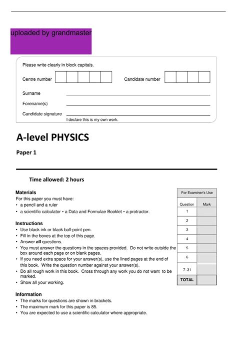 Aqa A Level Physics Paper Qp Aqa A Level Physics Paper Qp Stuvia US