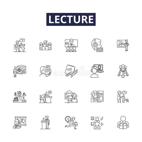 Lecture Line Vector Icons And Signs Talk Seminar Education Classroom Information Speech