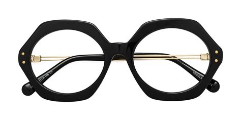 Black Oversized Acetate Geometric Eyeglasses Skye