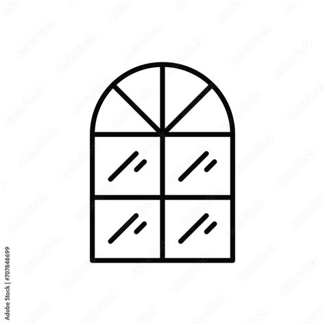 Arch Window Icon Simple Outline Style Window Frame Semi Round At The Top Antique Room House