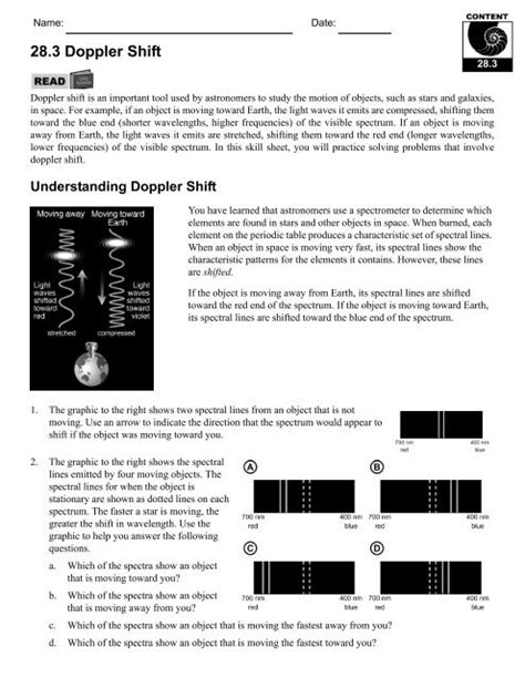 28 3 Doppler Shift CPO Science Worksheets Library