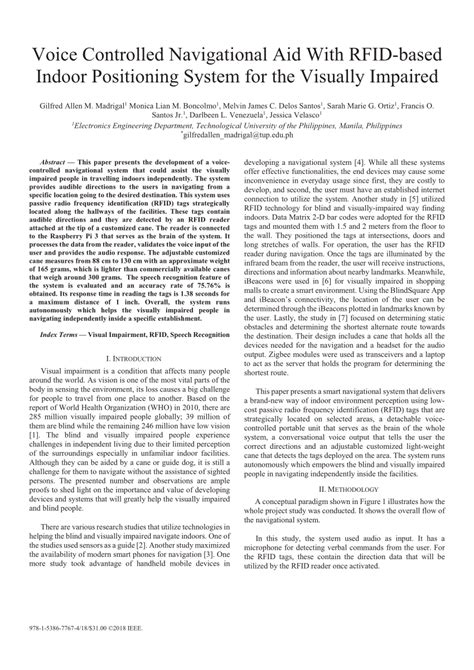 Pdf Voice Controlled Navigational Aid With Rfid Based Indoor Positioning System For The