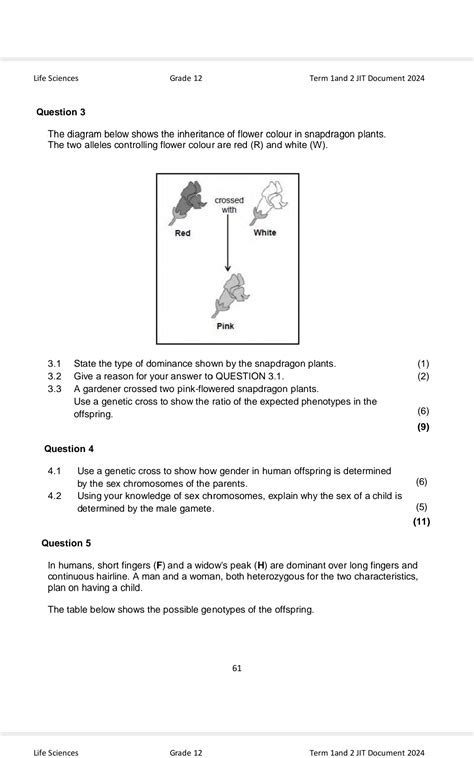 Question 3 The Diagram Below Shows The Inheritance Of Flower Colour In Sn