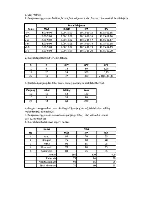 Soal Praktek Msexcel Pdf