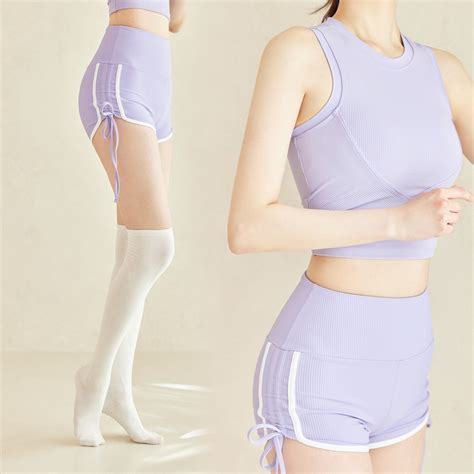 ️당일발송 16차재입고 Xl사이즈추가 ️ Set 인텐션 하이넥 크롭탑 셔링 숏팬츠 세트 퍼플 타사비교불가