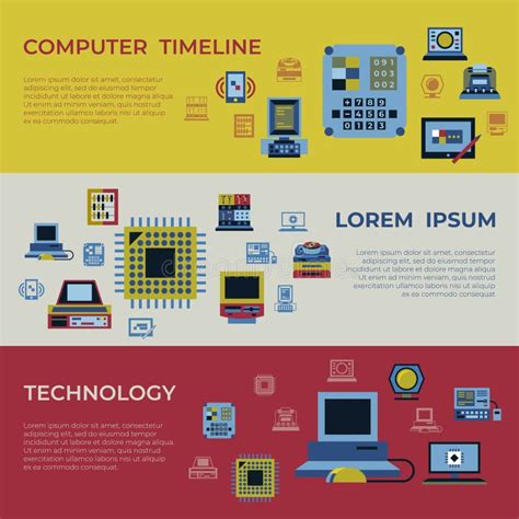 Digital Vector Personal Computer Timeline Stock Illustration