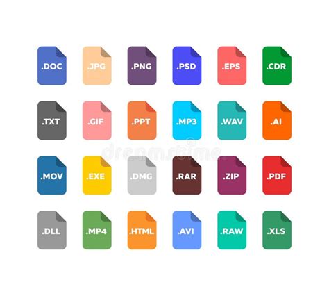 File Extensions Icon Set Stock Illustration Illustration Of Video