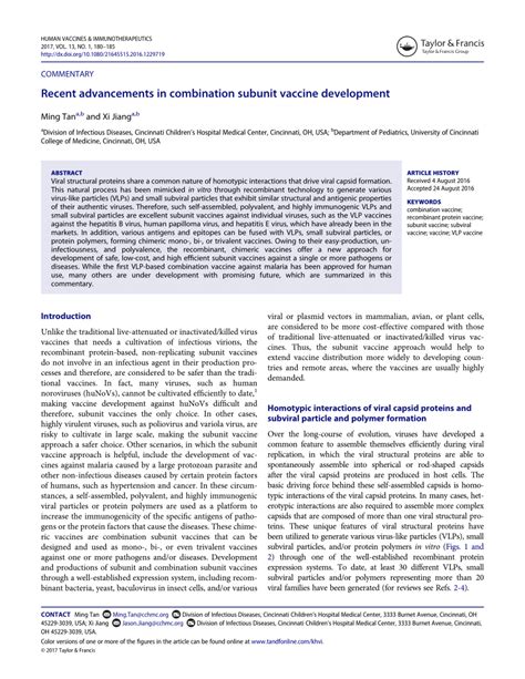PDF Recent Advancements In Combination Subunit Vaccine Development