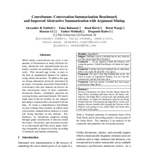 Convosumm Conversation Summarization Benchmark And Improved Abstractive Summarization With