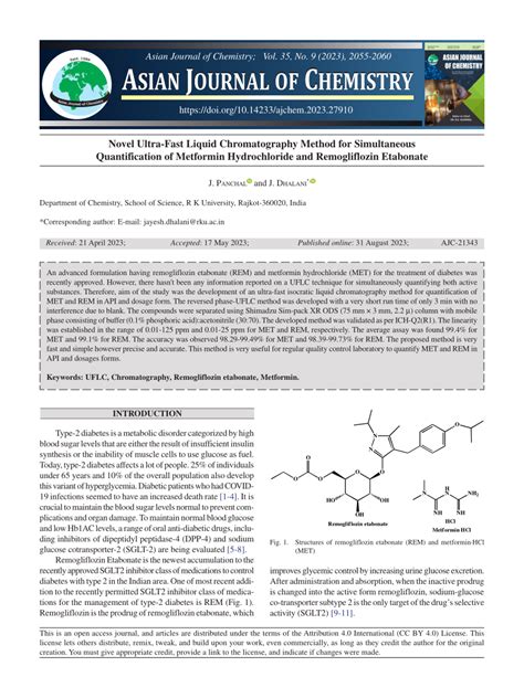 Pdf Novel Ultra Fast Liquid Chromatography Method For Simultaneous Quantification Of Metformin