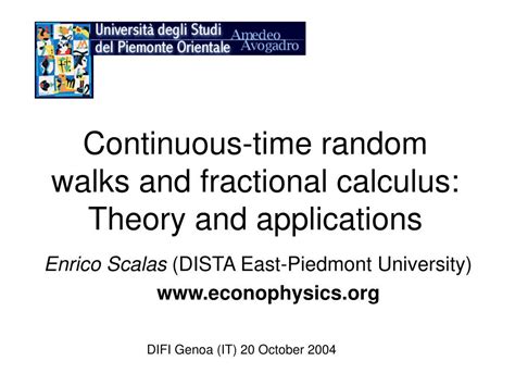 Ppt Continuous Time Random Walks And Fractional Calculus Theory And Applications Powerpoint