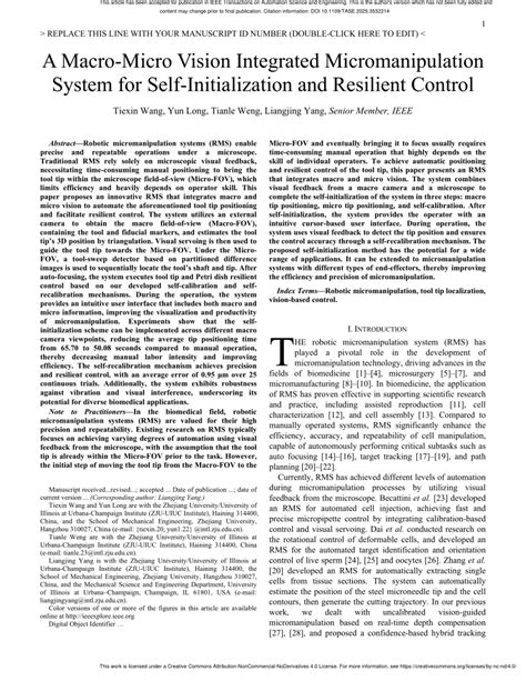 Pdf A Macro Micro Vision Integrated Micromanipulation System For Self Initialization And