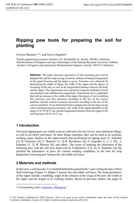 PDF Ripping Paw Tools For Preparing The Soil For Planting