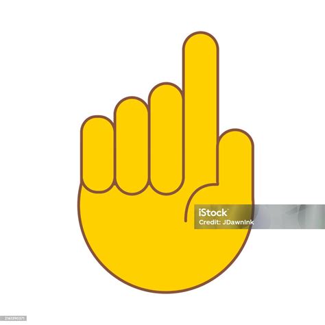 Simple Hand Number 1 Gesture Emoji Icon On White Background Stock