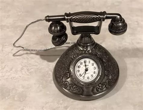 Timex Collectible Vintage Telephone Mini Clock Quartz Silver With Etchings £14 16 Picclick Uk