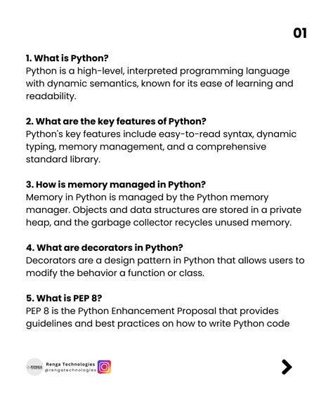 Renga Technologies 40 Python Interview Q And A Rengatechnologies