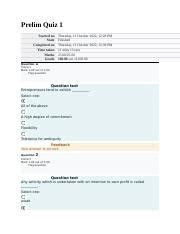 Prelim Quiz 1 Docx Prelim Quiz 1 Started On State Completed On Time Taken Marks Grade Thursday