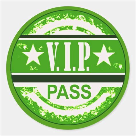 Vip Pass Party Sticker Green Zazzle