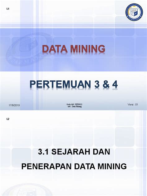 Pertemuan 3 4 Sejarah Dan Penerapan Data Mining Dm Pdf