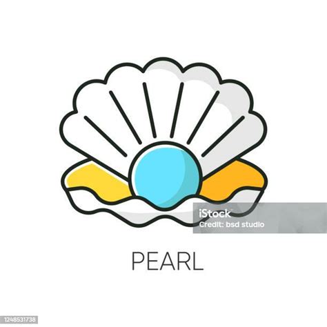 진주 Rgb 색상 아이콘 열린 조개 껍질 브라이트닝 효과 노화를 방지하는 구성 요소입니다 비싼 굴 바다 가리비 고급 제품 화장품