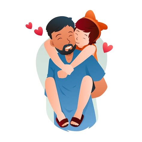 Pai Segurando Sua Filha Vetor Premium