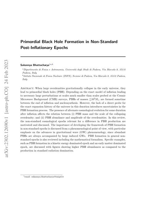 Pdf Primordial Black Hole Formation In Non Standard Post Inflationary Epochs