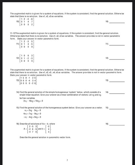 Solved The Augmented Matrix Is Given For A System Of