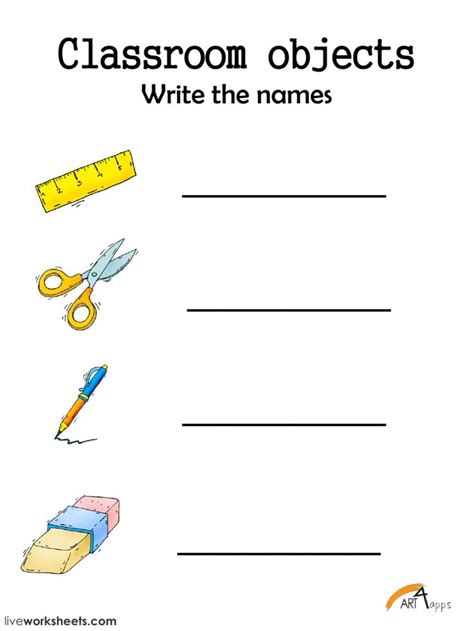 Classroom Objects Worksheet