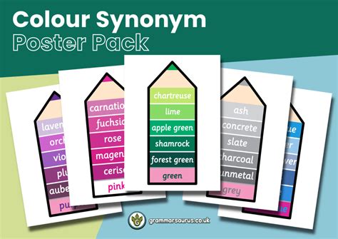Colour Synonym Poster Pack Grammarsaurus