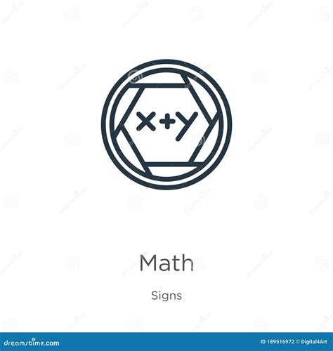 Math Icon Thin Linear Math Outline Icon Isolated On White Background From Signs Collection